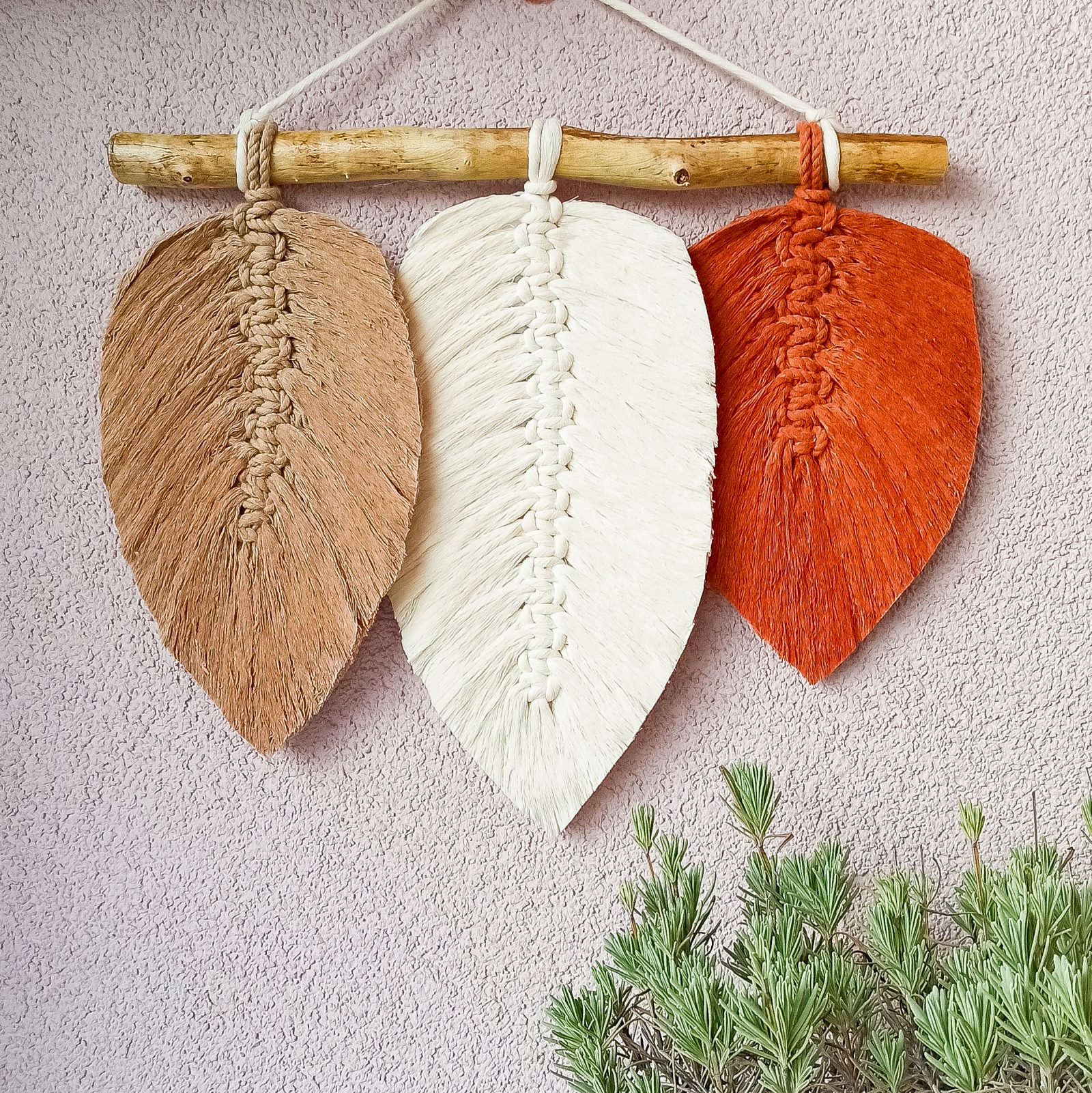Makrame listovi na grani 3 kom - Fantea ♥ the best DIY & macrame